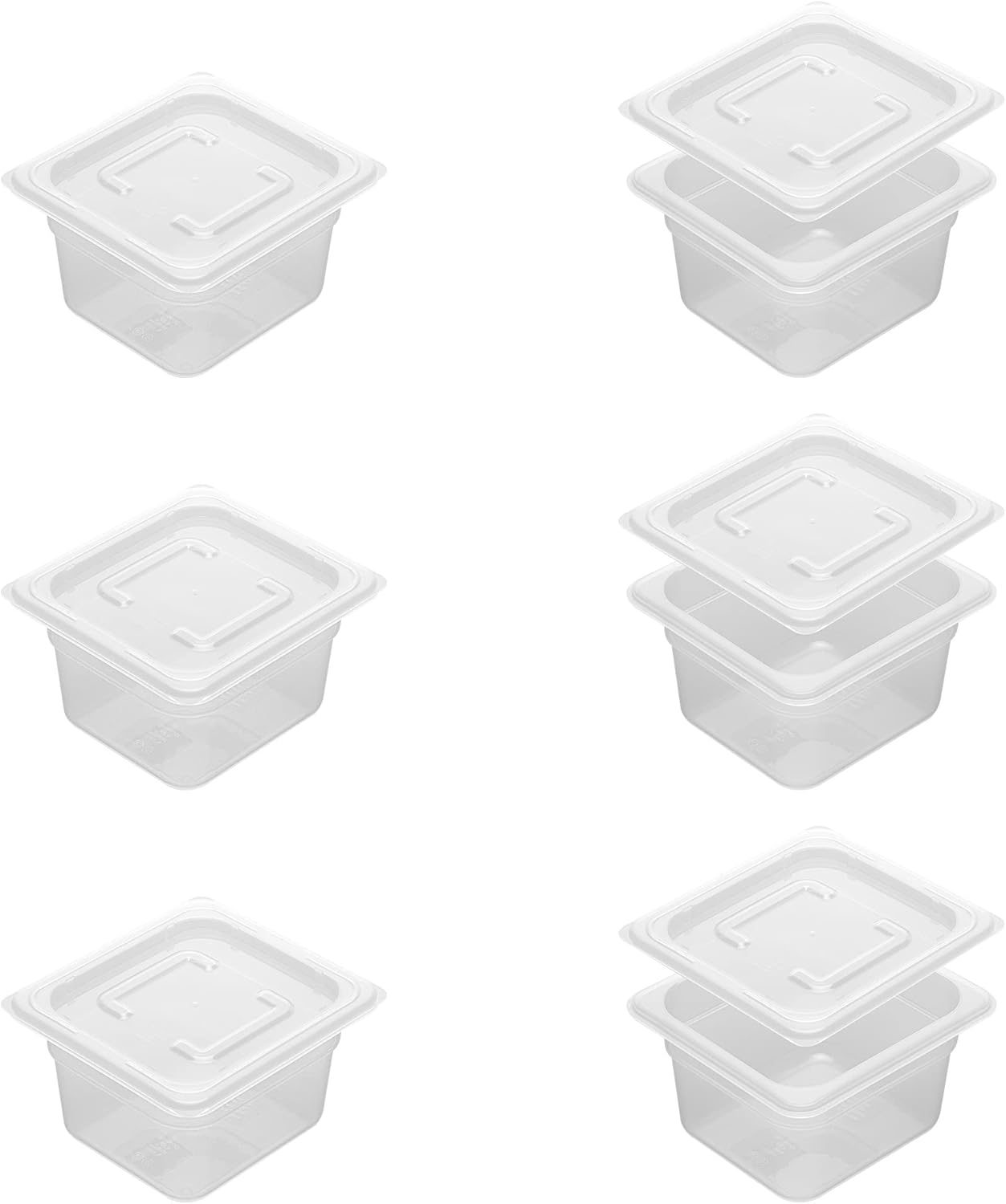 Amazon.com: BIEAMA 6 Pack Plastic Food Pans with Lids, 1/6 Size 4 ...