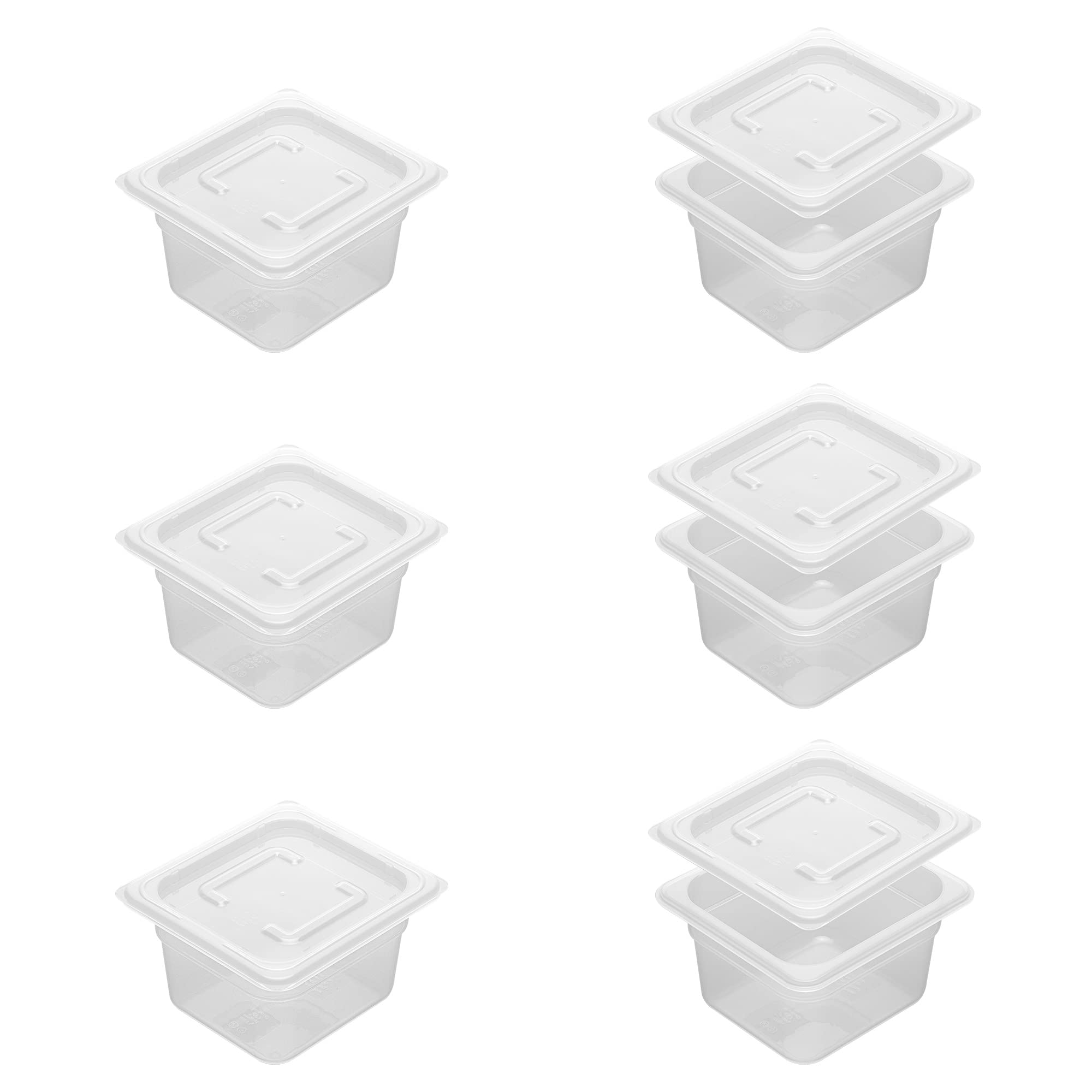 Amazon.com: BIEAMA 6 Pack Plastic Food Pans with Lids, 1/6 Size 4 ...
