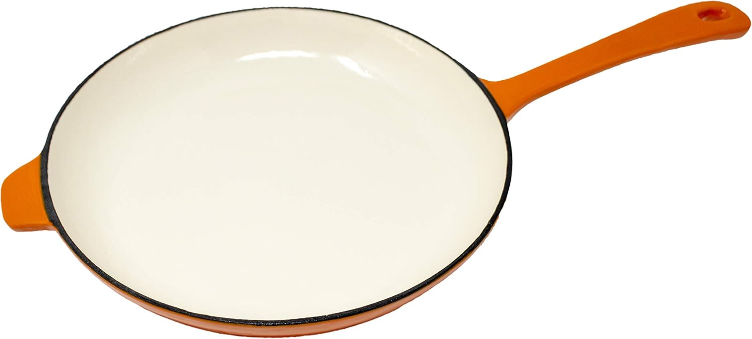 Jean-Patrique Cast Iron Frying Pan - 28 cm Orange Induction Compatible ...