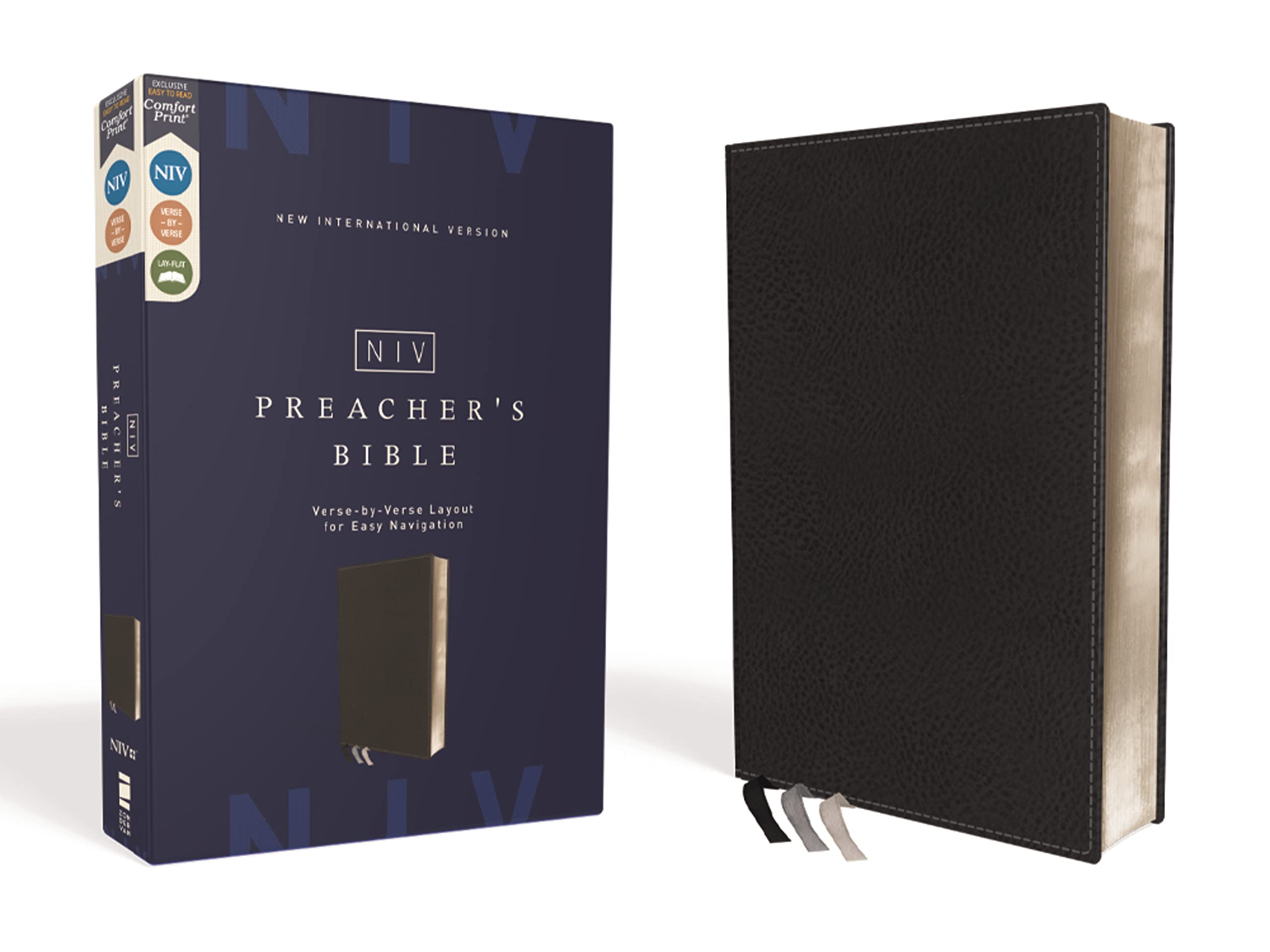 NIV, Preacher's Bible, Verse-by-Verse Format, Leathersoft, Black, Line ...