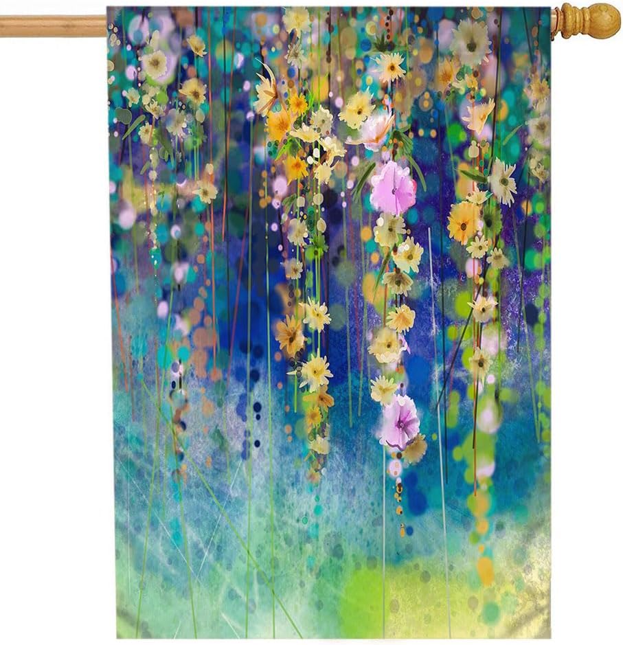 Amazon.com : Moslion Floral House Flag 28x40 Inch Watercolor Ivy Flower ...