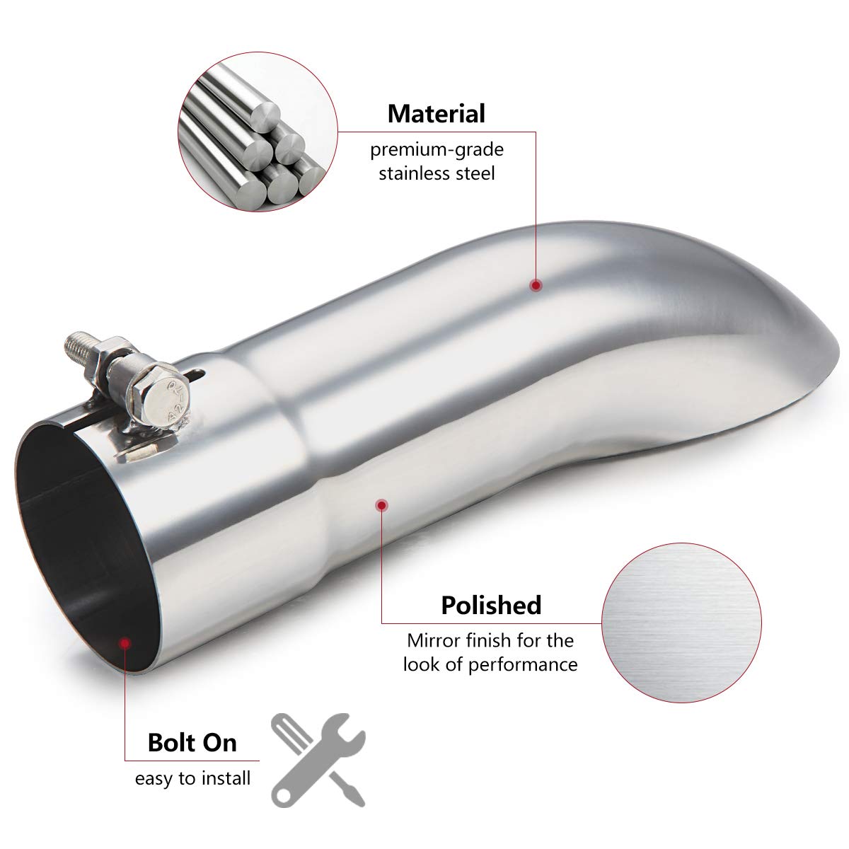Snapklik.com : LCGP 2.5 Inch Inlet Turn Down Exhaust Tip
