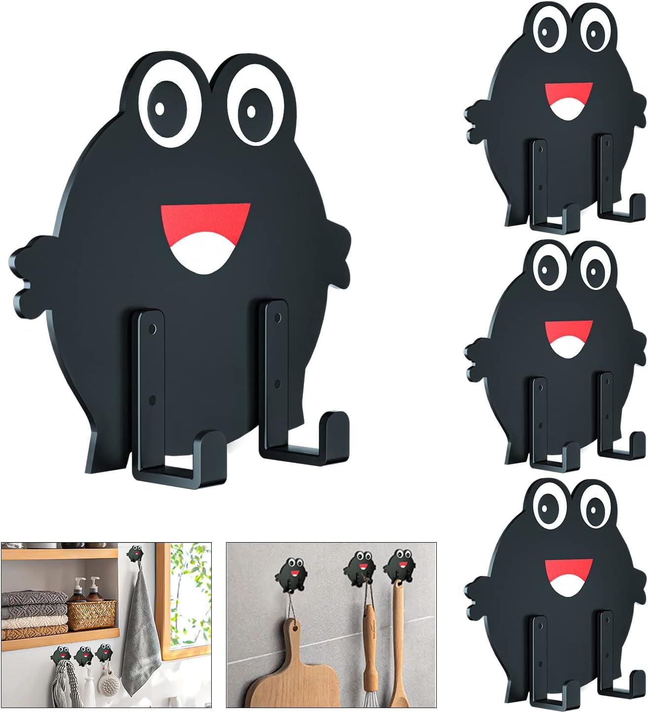 Kiemeu 4 Pack Self Adhesive Hooks Heavy Duty, Sticky Hooks for Hanging ...