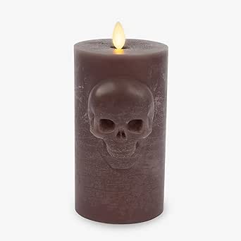 Amazon.com: Luminara Chalky Skull LED Candle, Dark Chocolate, Moving ...