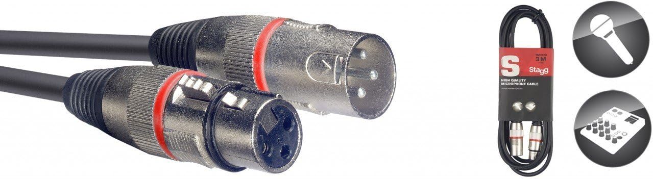 Amazon.com: Stagg SMC1 RD 1 m 3 Pin XLR Male to Female Microphone Cable ...
