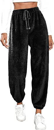 happlan Baggy Sweatpants for Women Fuzzy Fleece Lounge Pants Winter ...