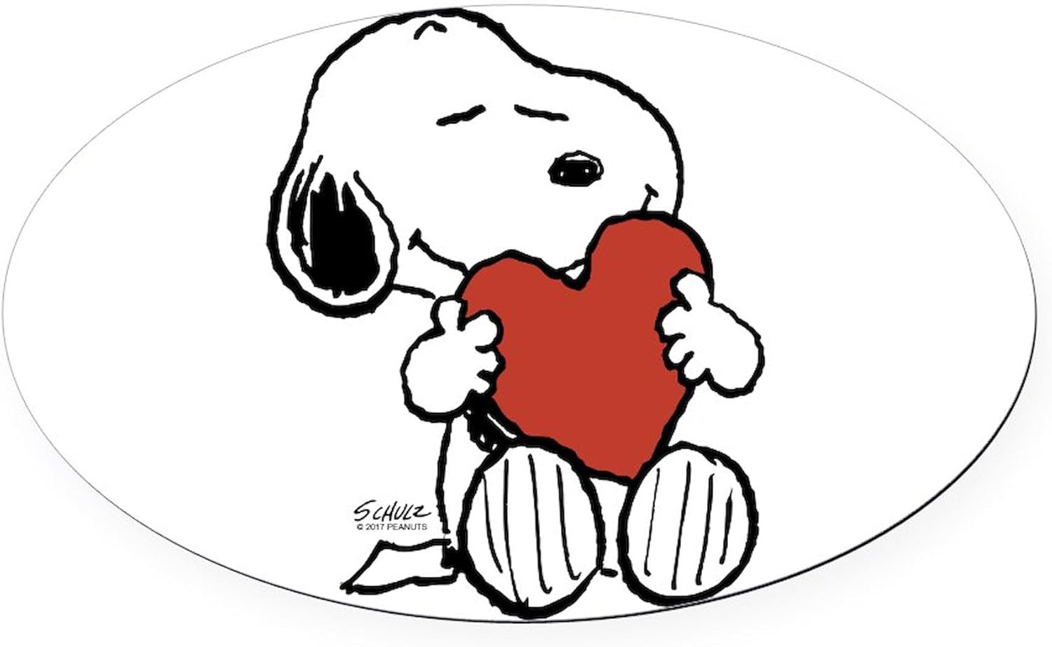 Amazon.com - CafePress Peanuts: Snoopy Heart Oval Car Magnet, Euro Oval ...