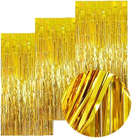 Amazon.com : FOTIOMRG 2pcs Gold 3.3ft x 8.3ft Polyester Backdrop, Foil ...