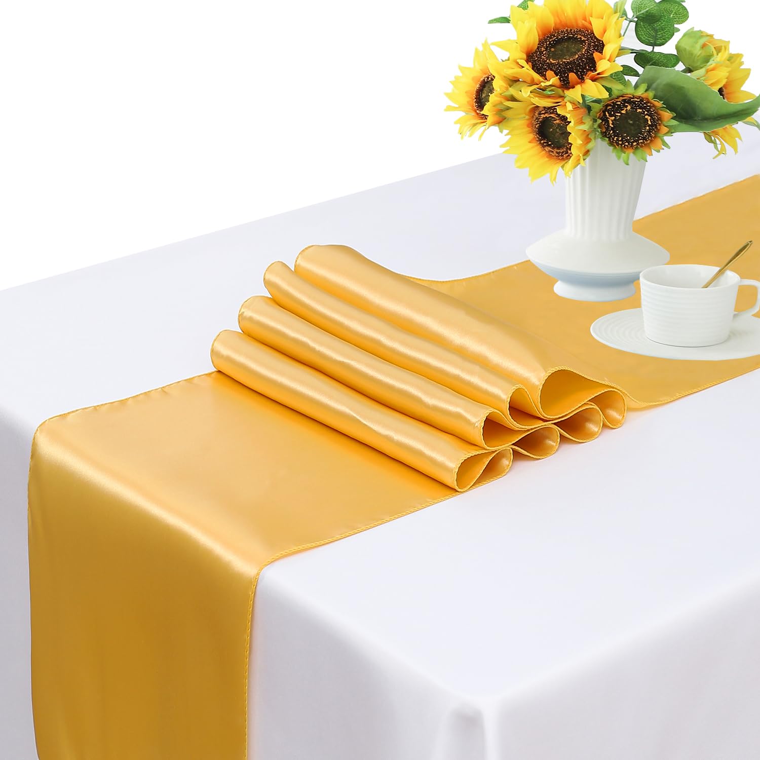 Amazon.com: WENSINL Gold Table Runners 10 Pack - Satin Table Runner 12 ...