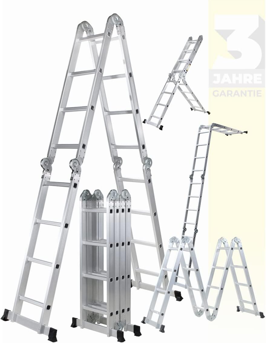 𝐂𝐑𝐀𝐅𝐓𝐅𝐔𝐋𝐋 Aluminium Mehrzweckleiter CF-104A | 𝟑 𝐉𝐀𝐇𝐑𝐄 𝐆𝐀𝐑𝐀𝐍𝐓𝐈𝐄 - 6in1 Multifunktionsleiter - 16 ...