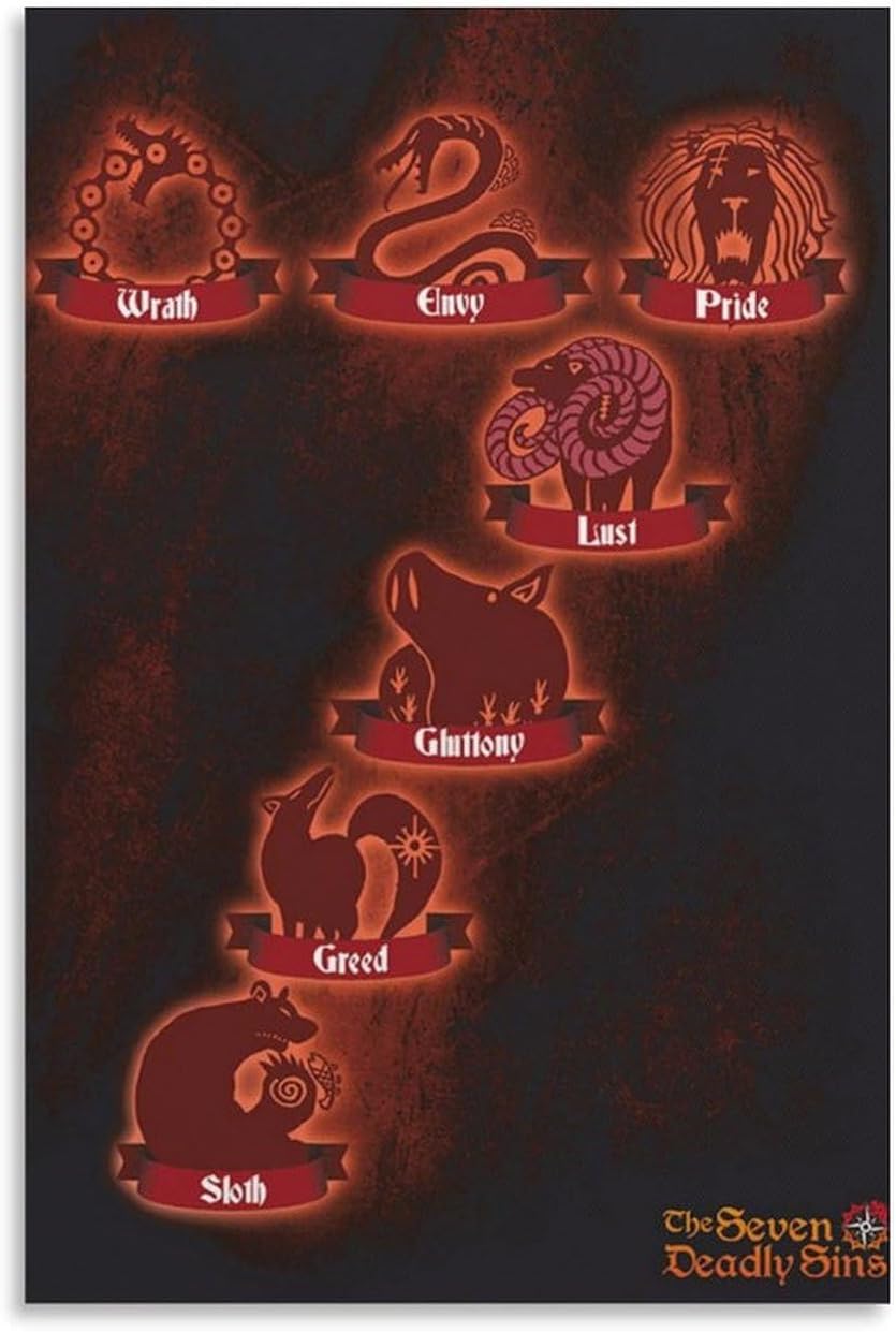 Amazon.com: The Seven Deadly Sins Poster, 7 Sins for 7 Animals ...