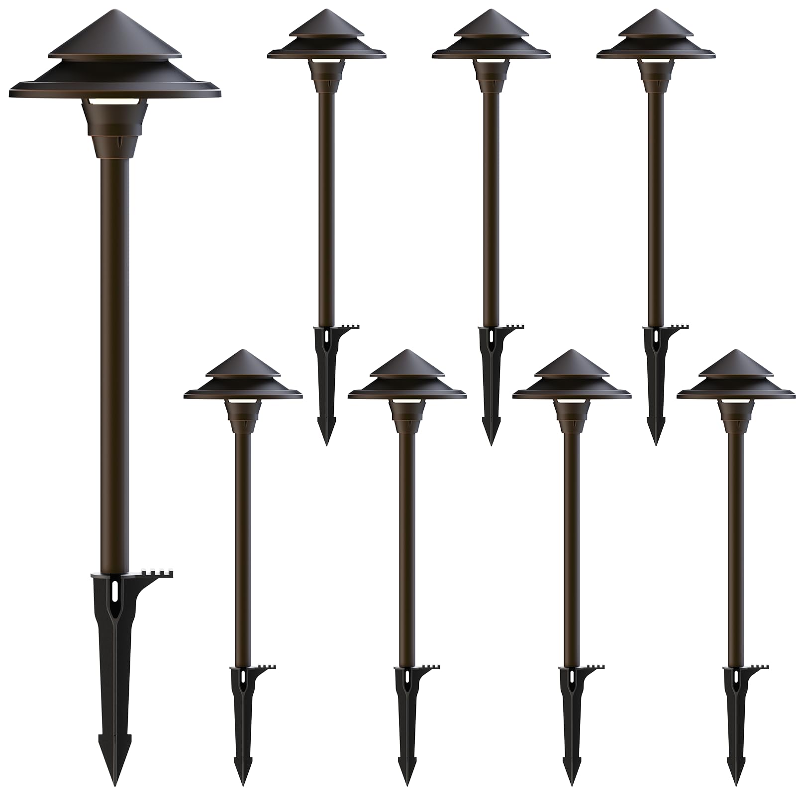 GOODSMANN Low Voltage Landscape Lighting 8PK LED Path Lights Oil Rubbed ...