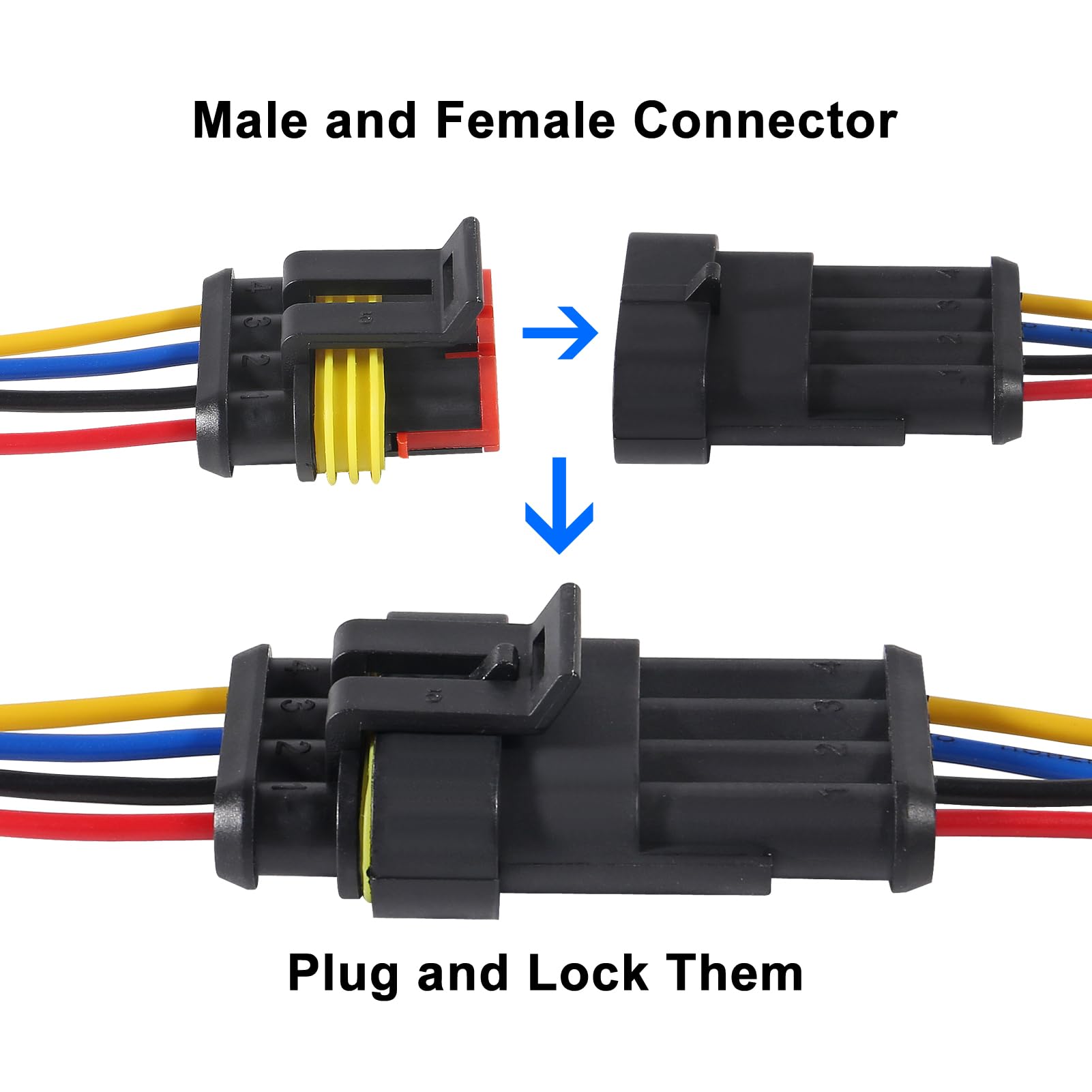 Snapklik.com : 8Pair 4Pin Connector Waterproof Electrical 4 Pin Plug ...