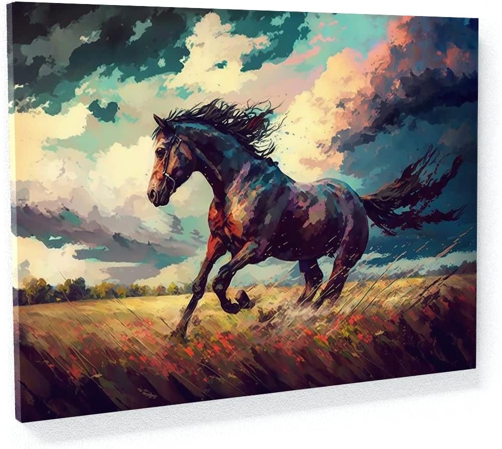 Amazon.com: Sense Canvas Horse Running Field Dramatic Sky 2 Canvas Art ...