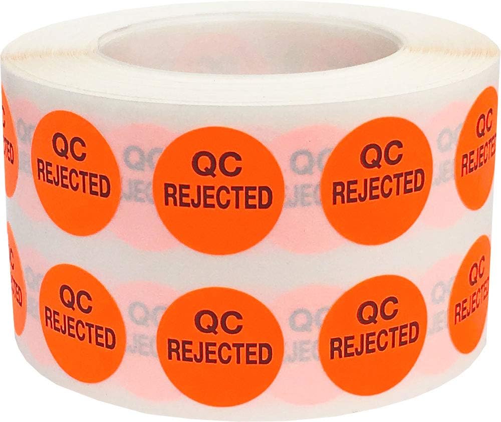 Amazon.com : 350 Calibration Labels RED Rejected Inspection Quality ...