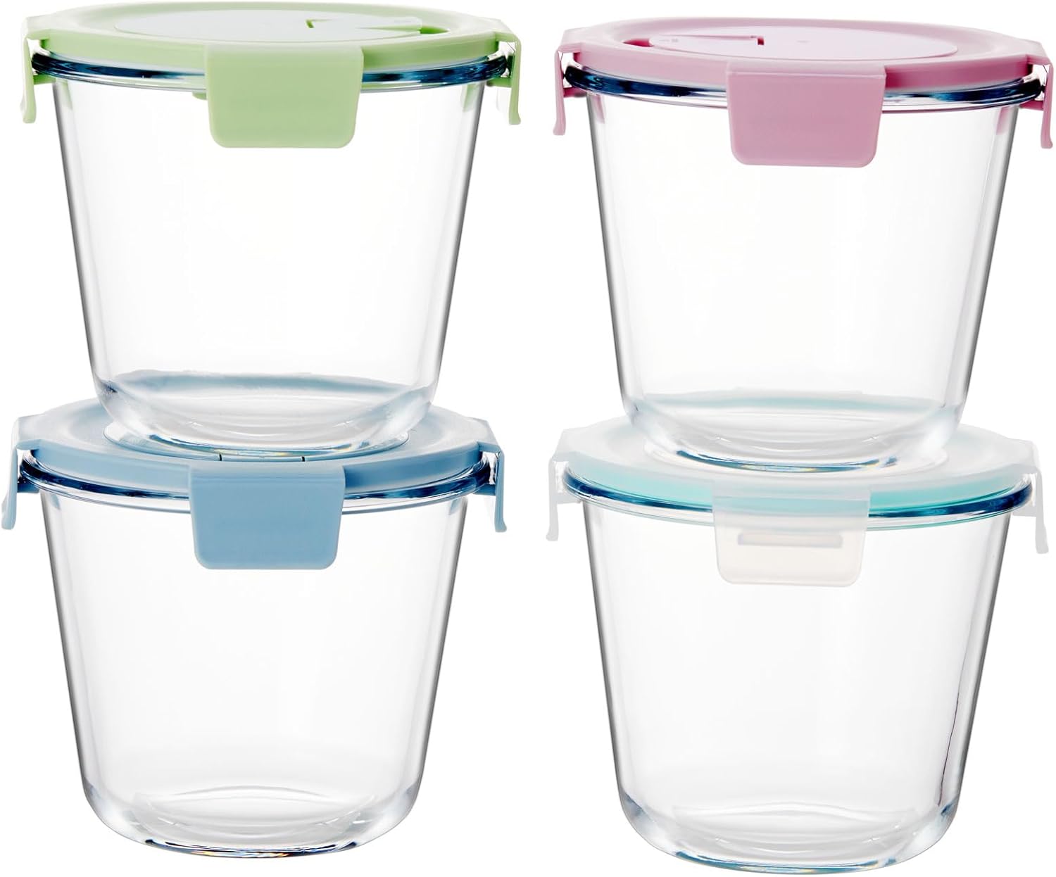 Amazon.com: 8 Piece Round Glass Storage Containers with Lids, Leak ...