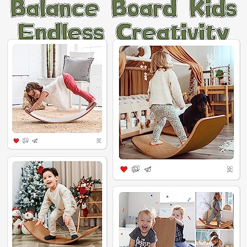 Snapklik.com : Wood Wobble Exercise Balance Board Kids, Wooden Toys ...