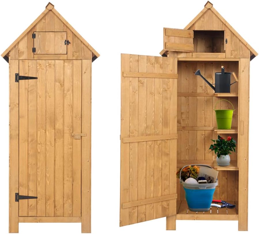 Amazon.com : Outsunny Outdoor Storage Cabinet with Waterproof Asphalt ...