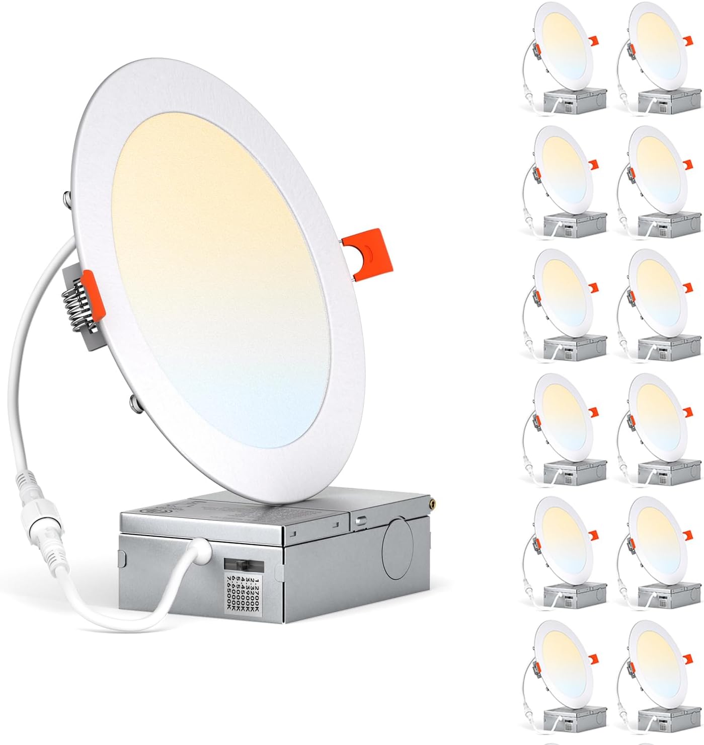 12 Pack 4 Inch 7CCT LED Recessed Pot Lights with Junction Box, Dimmable ...