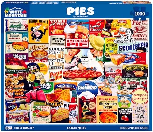 Amazon.com: White Mountain 1000 Piece Jigsaw Puzzle Nostalgic Pie Label ...