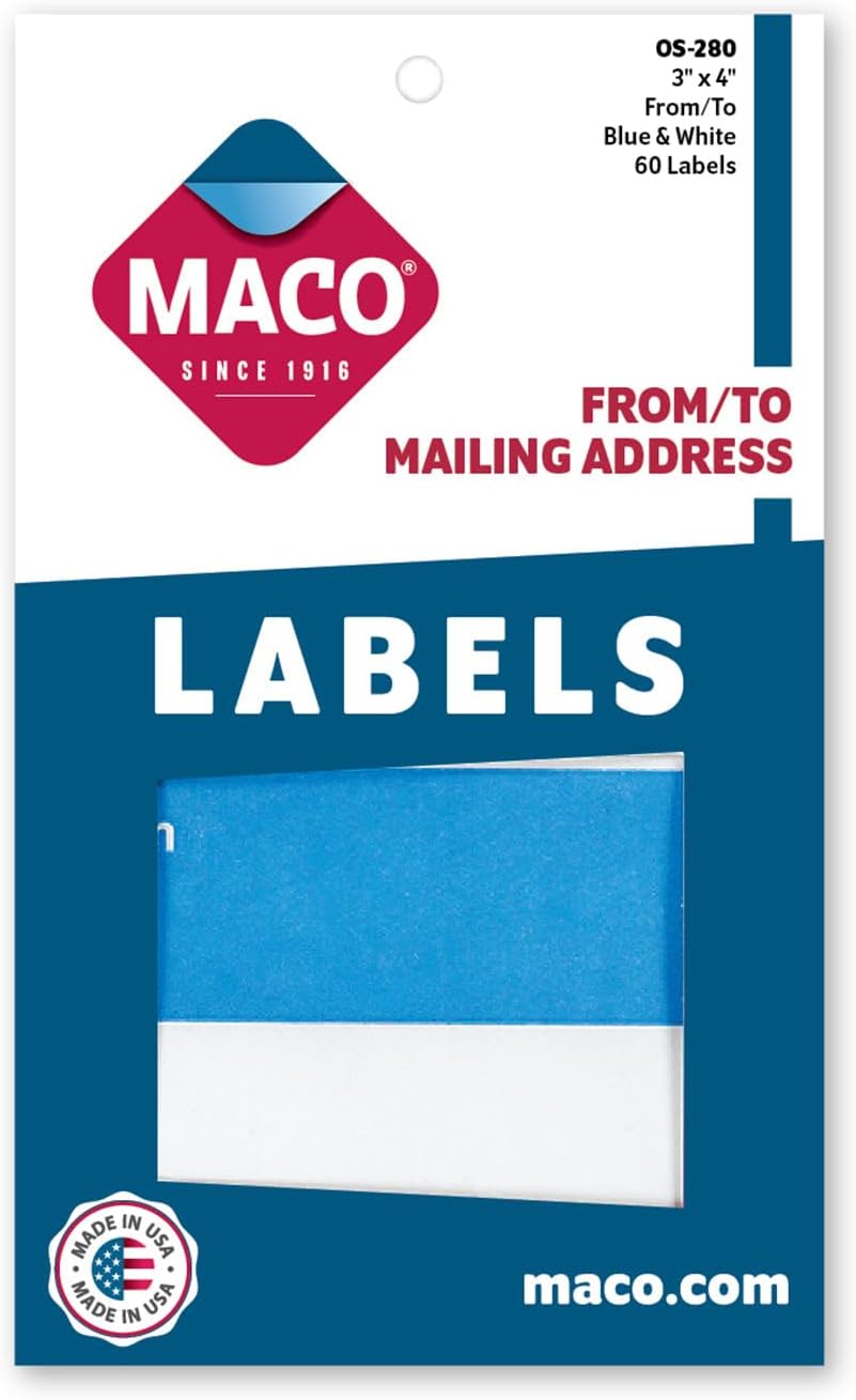 Amazon.com : MACO from/to Mailing Labels, 3 x 4 Inches, 60 Per Box ...