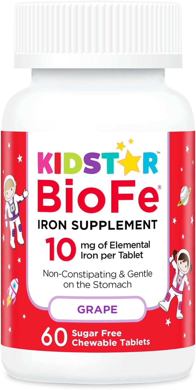 Amazon.com: KidStar Nutrients BioFe Pure Iron Chewables, Natural Grape ...