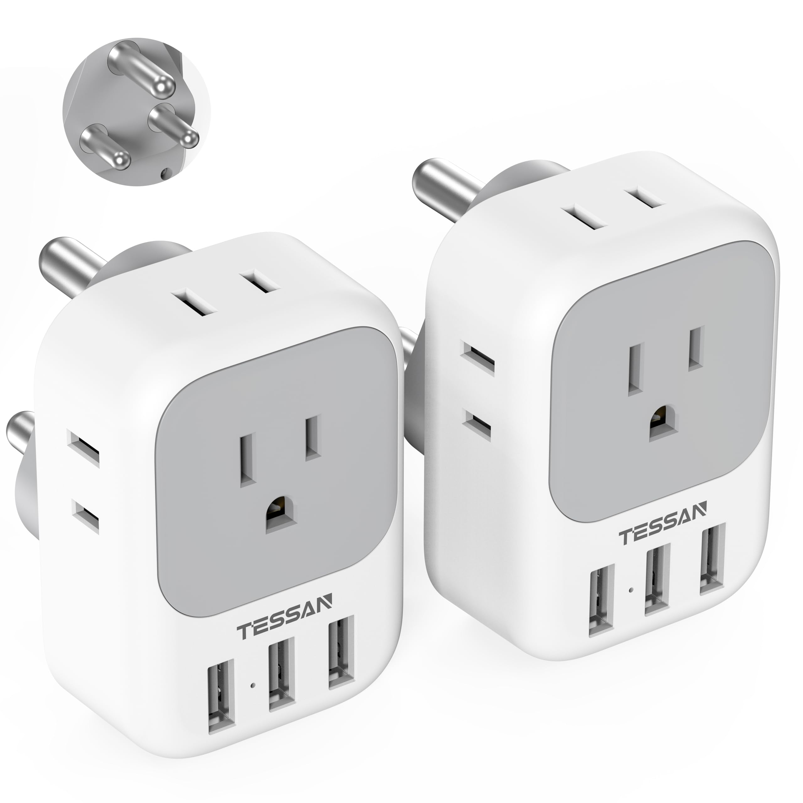 Amazon.com: South Africa Plug Adapter 2 Pack, TESSAN Type M Travel ...