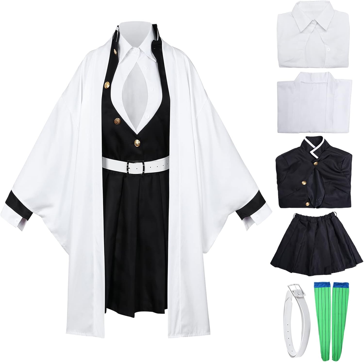 Kanroji Mitsuri Cosplay Costume Anime Clothes Girls Kimono Outfit ...