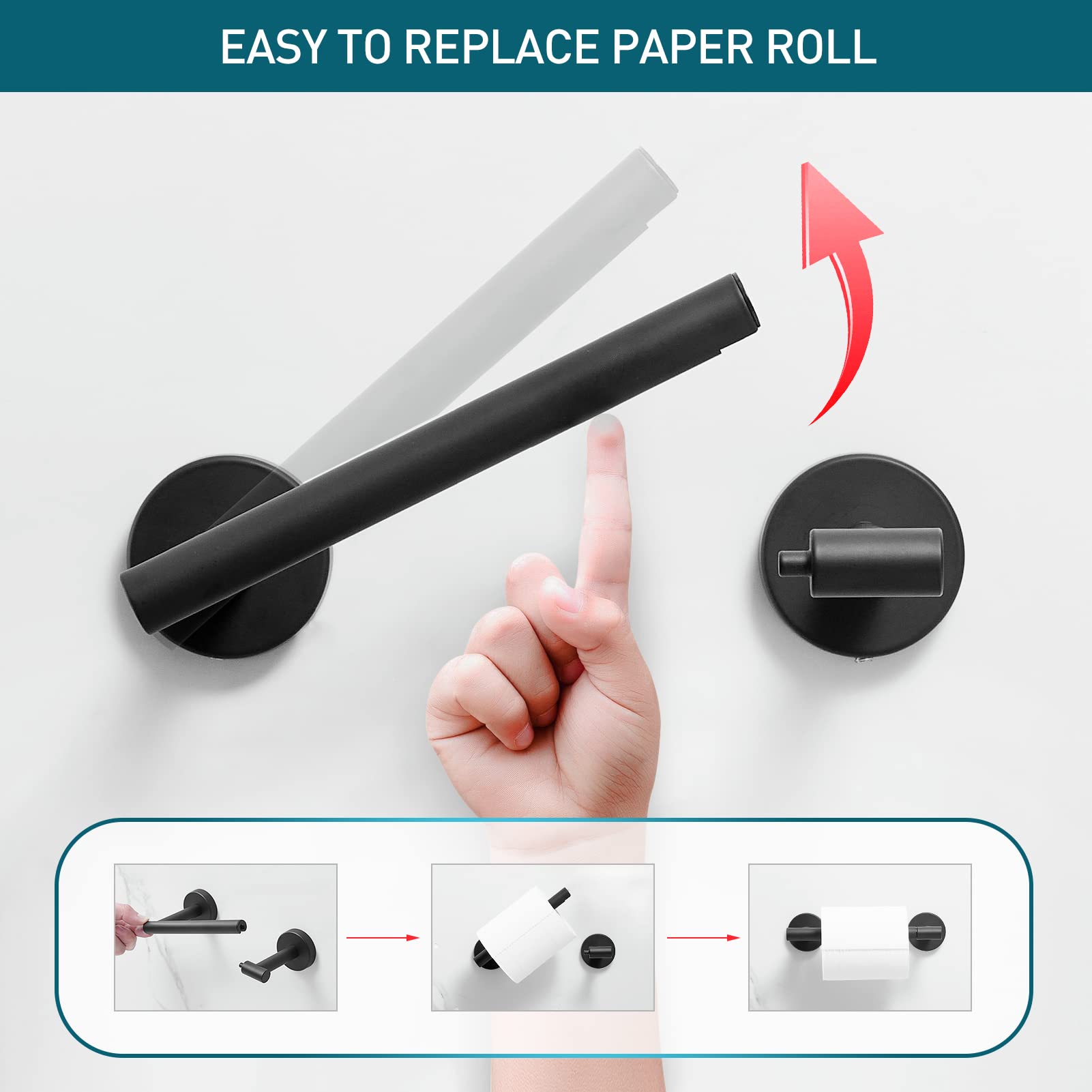 Snapklik.com : POKIM Black Toilet Paper Holder - Metal Bathroom ...