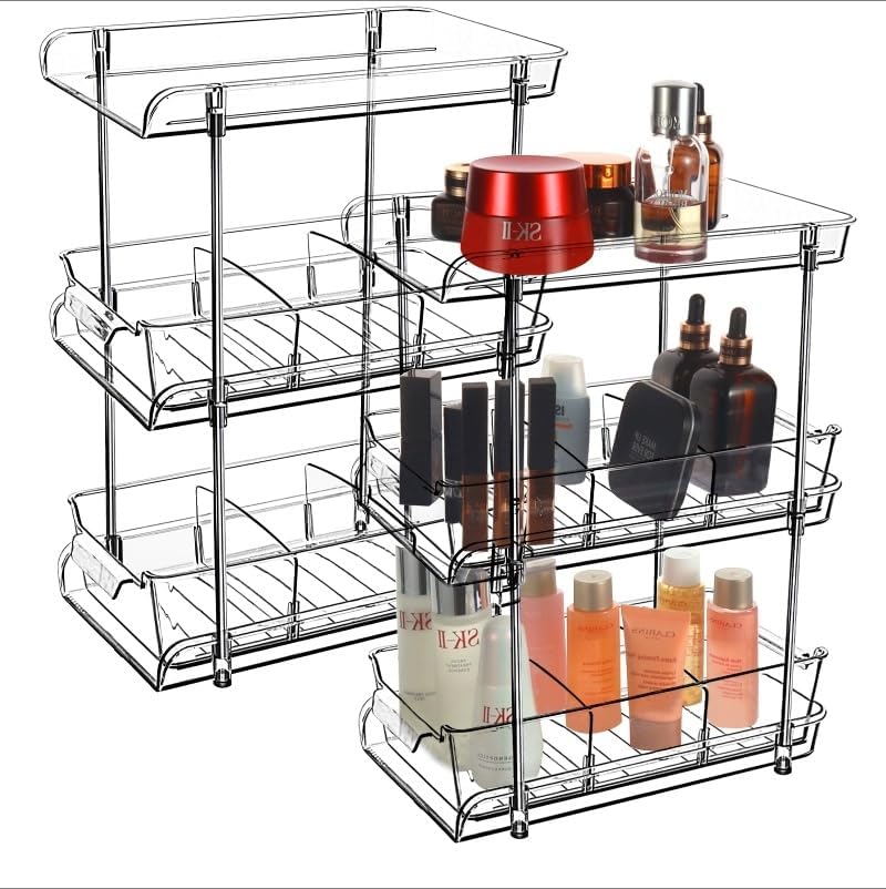 Amazon.com - VUYIKOEN 3 Tier Clear Under Bathroom Sink Organizer Pull ...