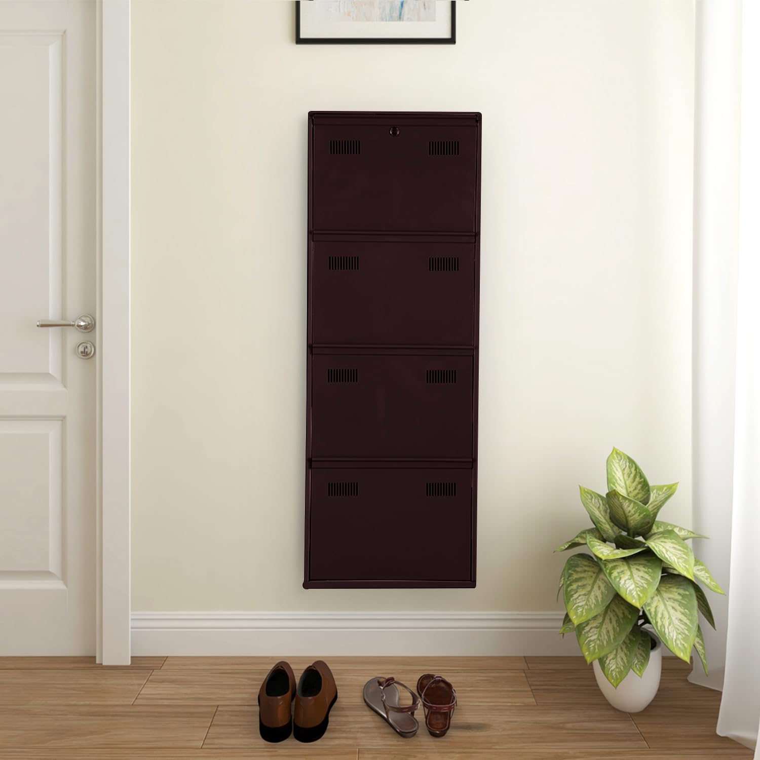 Royal Interiors Metal Shoe Rack Wall Mounted for Home with Central ...