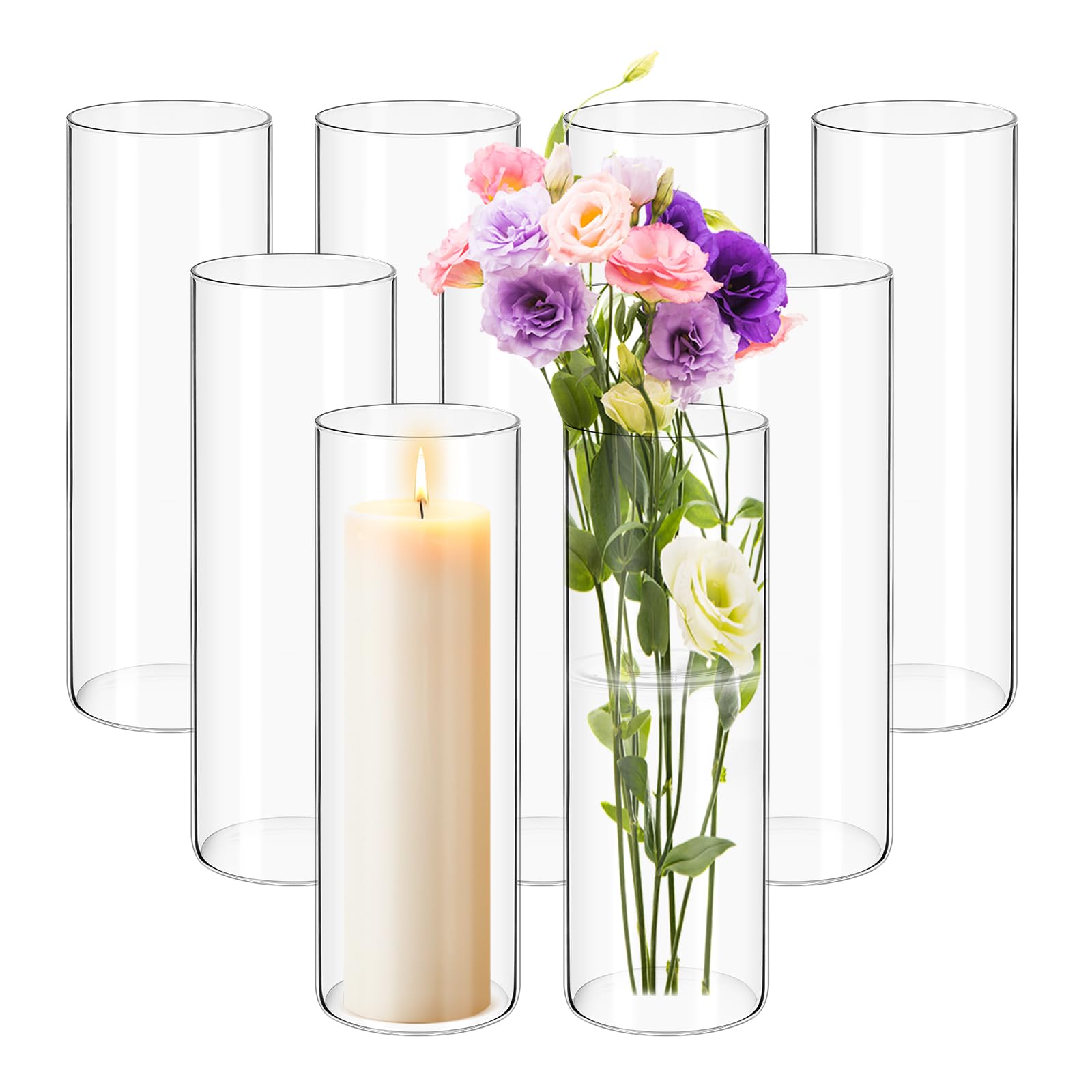 Amazon.com: 9 Pack Glass Cylinder Vases 12 Inch Tall Clear Flower Vases ...
