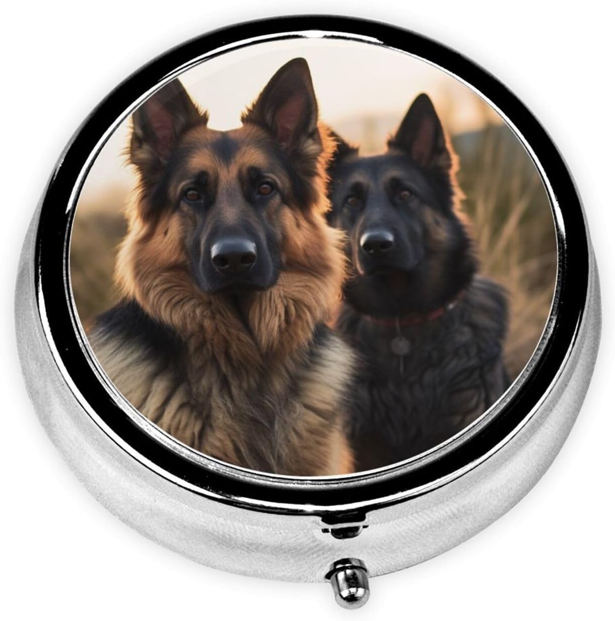 Amazon.com: Animal German Shepherd Pill Box Metal Round Small Pill Case ...
