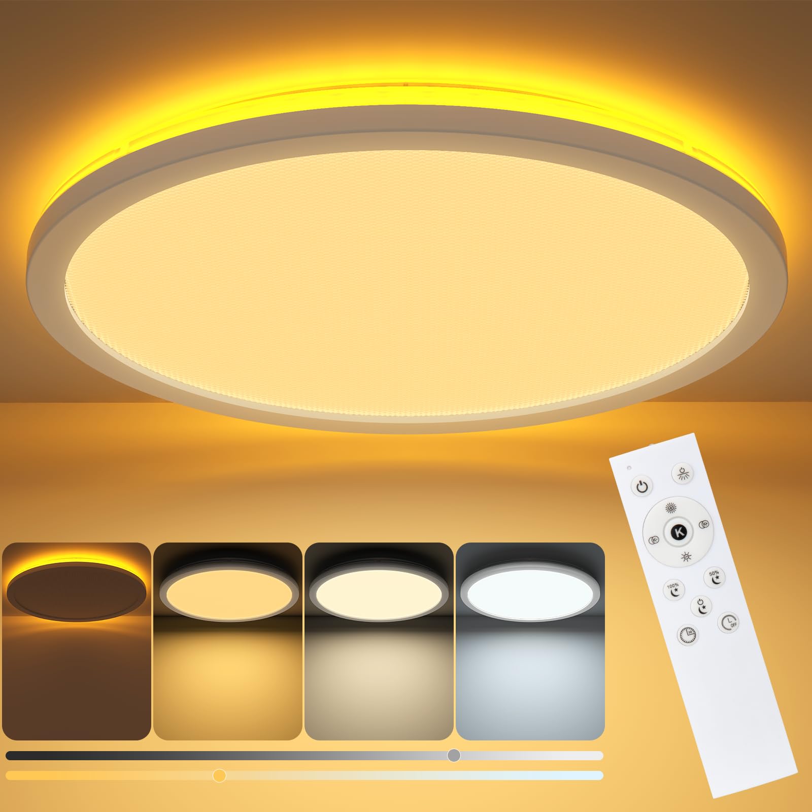UthCracy 12 Inch LED Flush Mount Ceiling Light Fixture with Night Light ...