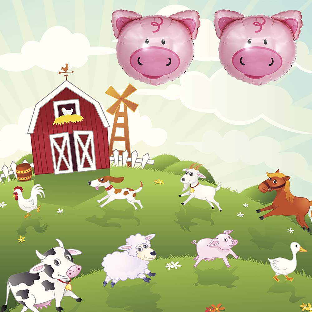 Helium Balloon Party Balloons 5-Pack Cute Pink Pig Foil Balloons - Farm ...
