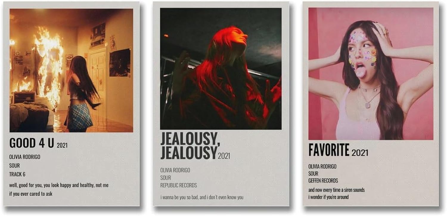 HNXINGYU Olivia Poster - Rodrigo Good 4 U Album Cover Art - 3 Canvas ...