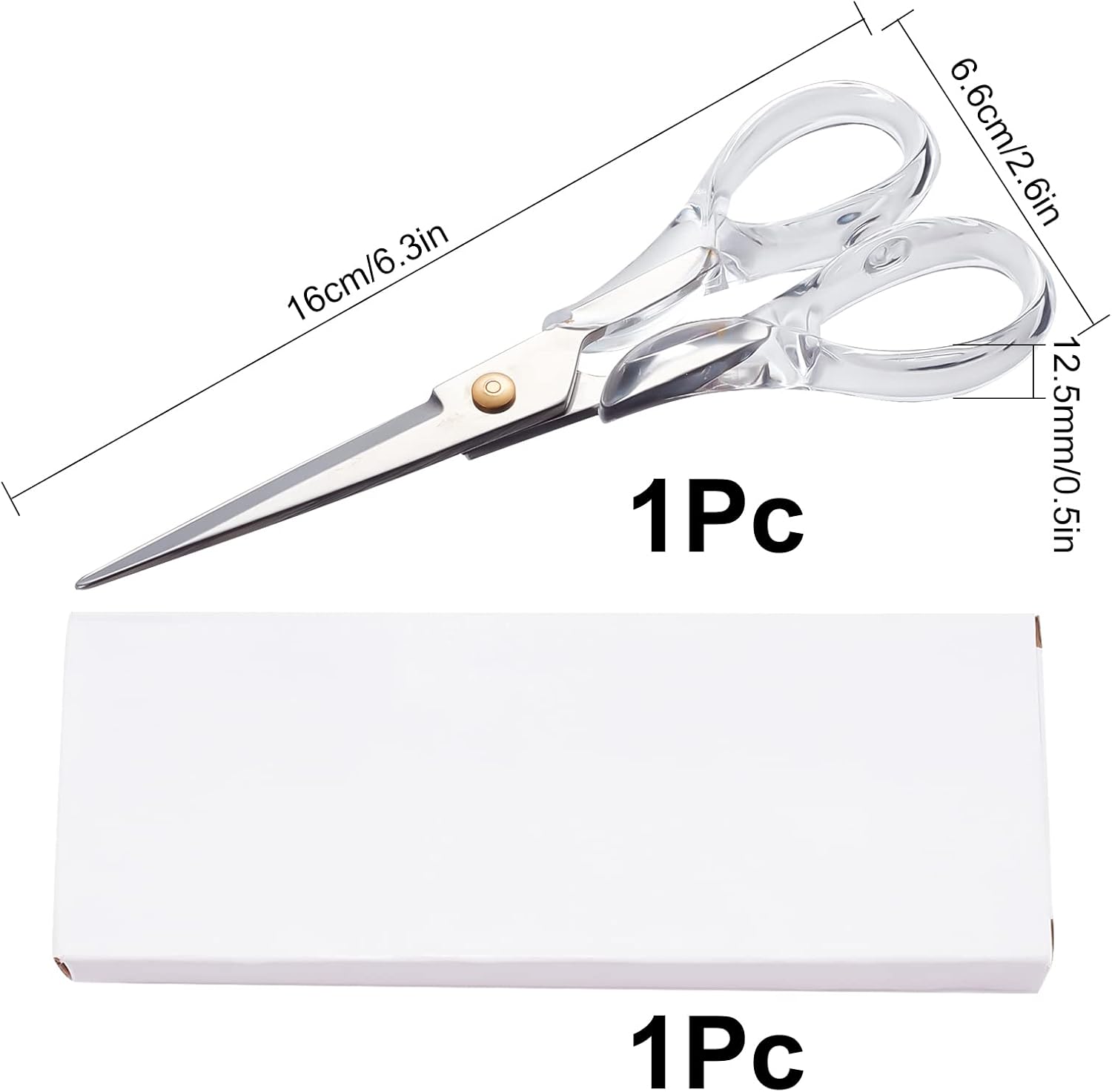 SUNNYCLUE 6.3 Inch Acrylic Handle Scissors Office Scissors Stainless ...