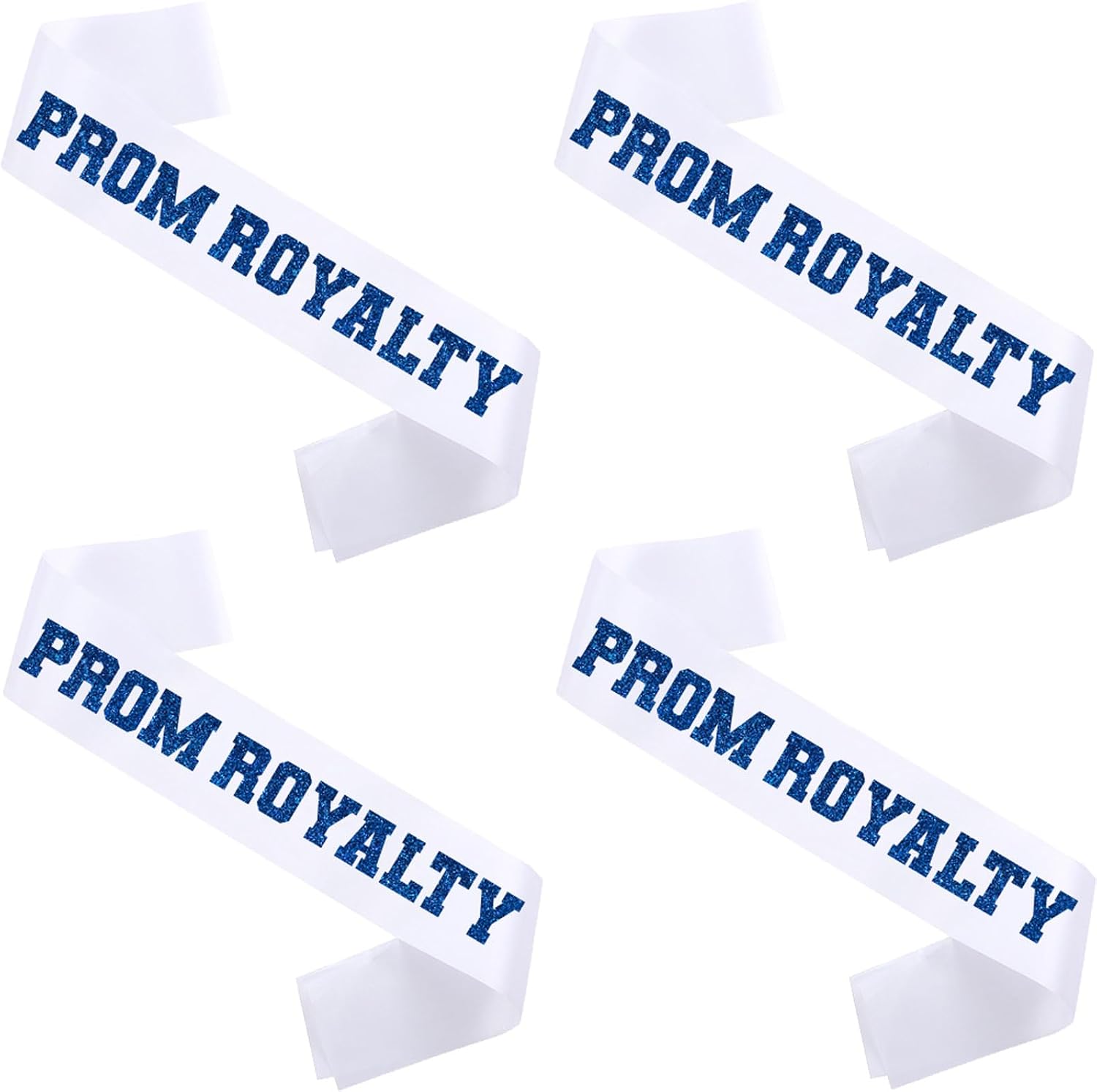 Amazon.com: 4 Pcs Prom Royalty Sashes 2026 White with Blue Glitter ...
