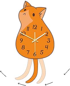 Amazon.com: Timethink Kitten Cat Clock with Moving Tail, Cat Pendulum ...