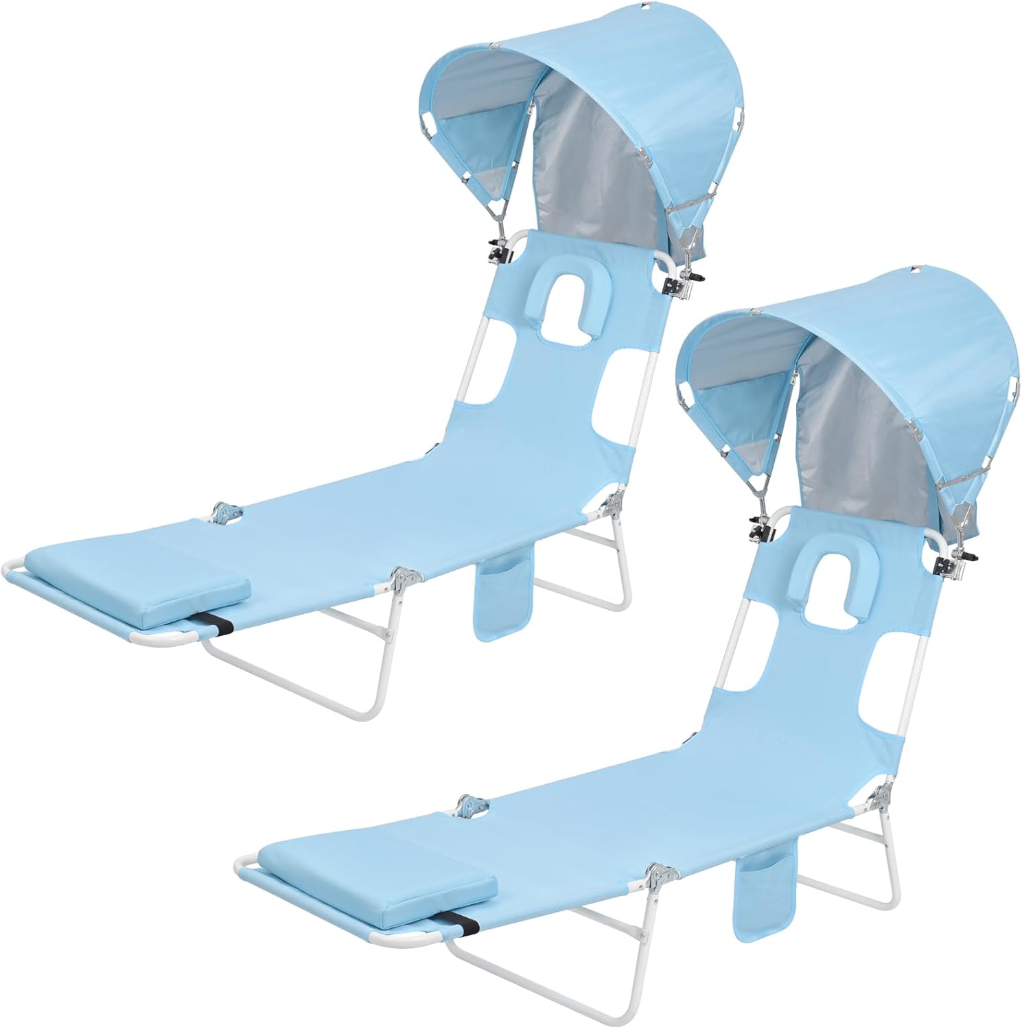 Amazon.com: Backpack Beach Tanning Lounge Chair with Face Hole Canopy ...