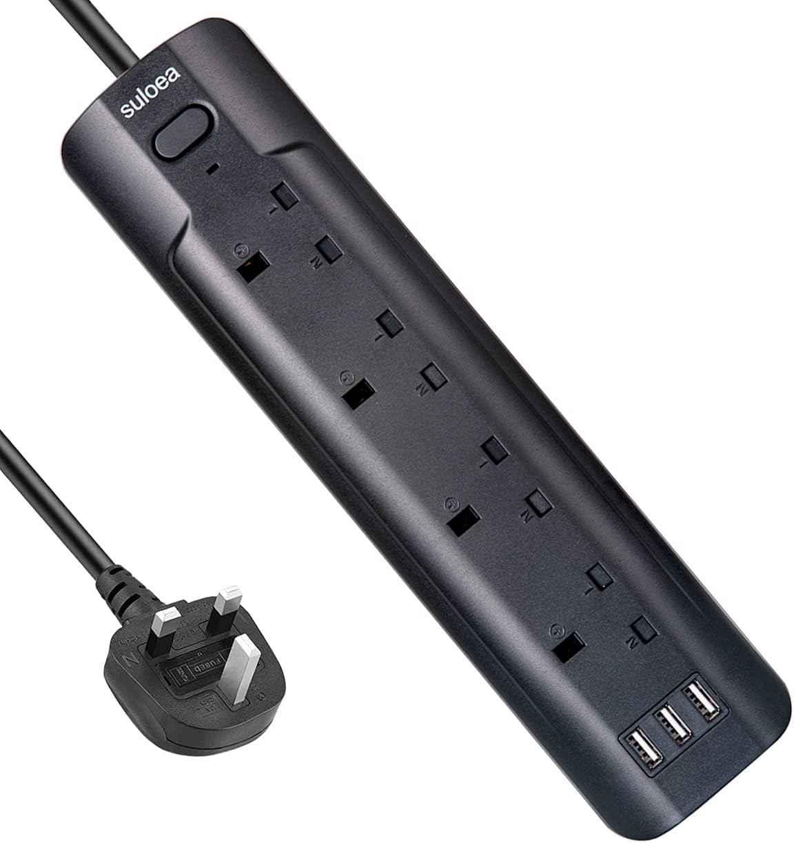 Extension Lead with USB Slots, 4 Way Socket Extensions with 3 USB Ports ...