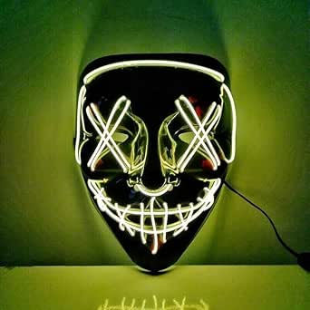 Amazon.com: Halloween GREEN LED Purge Face Mask Light Up 3 Modes ...