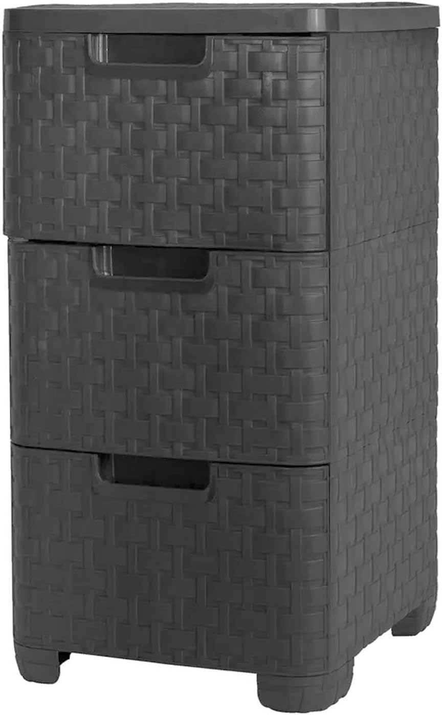 Daniel James Plastic Storage Drawers - Rattan Storage Tower Unit with 3 ...