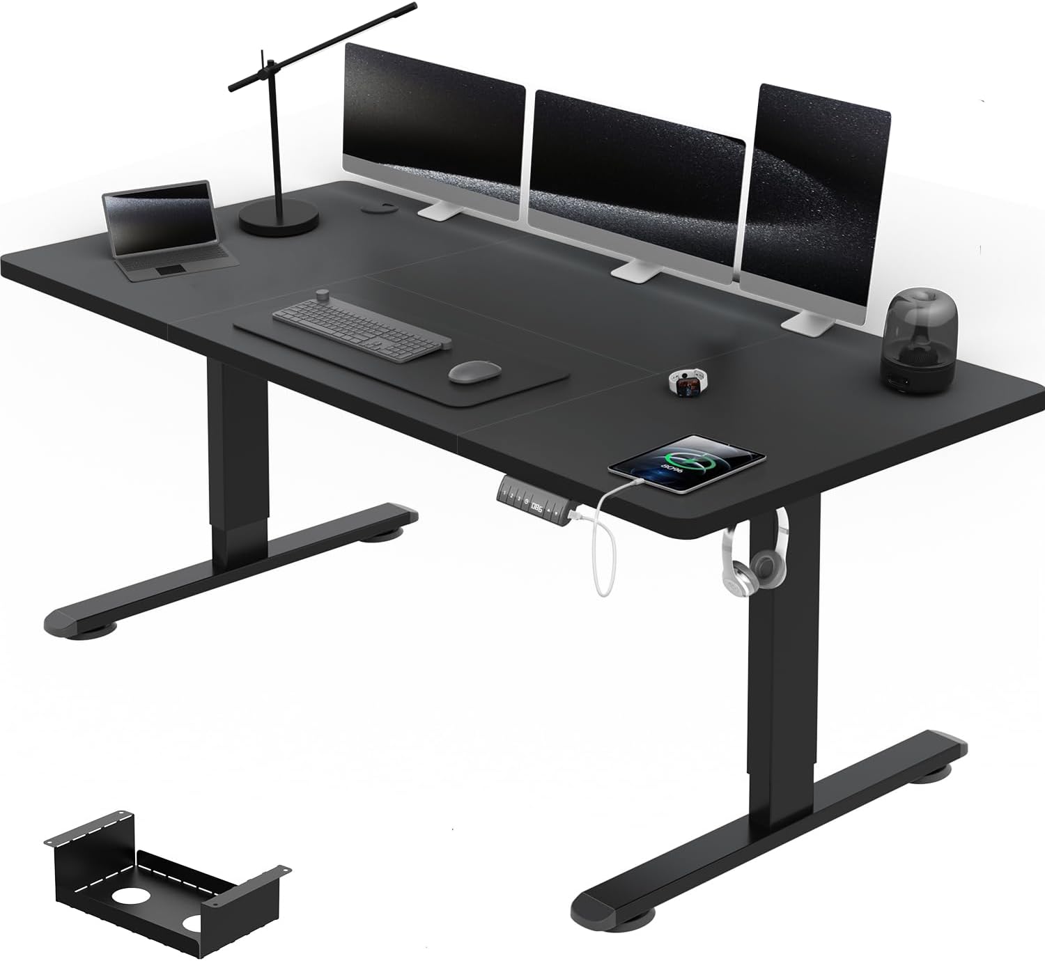 Devoko Höhenverstellbarer Schreibtisch 160x80cm mit Typ-C Ladeanschluss ...
