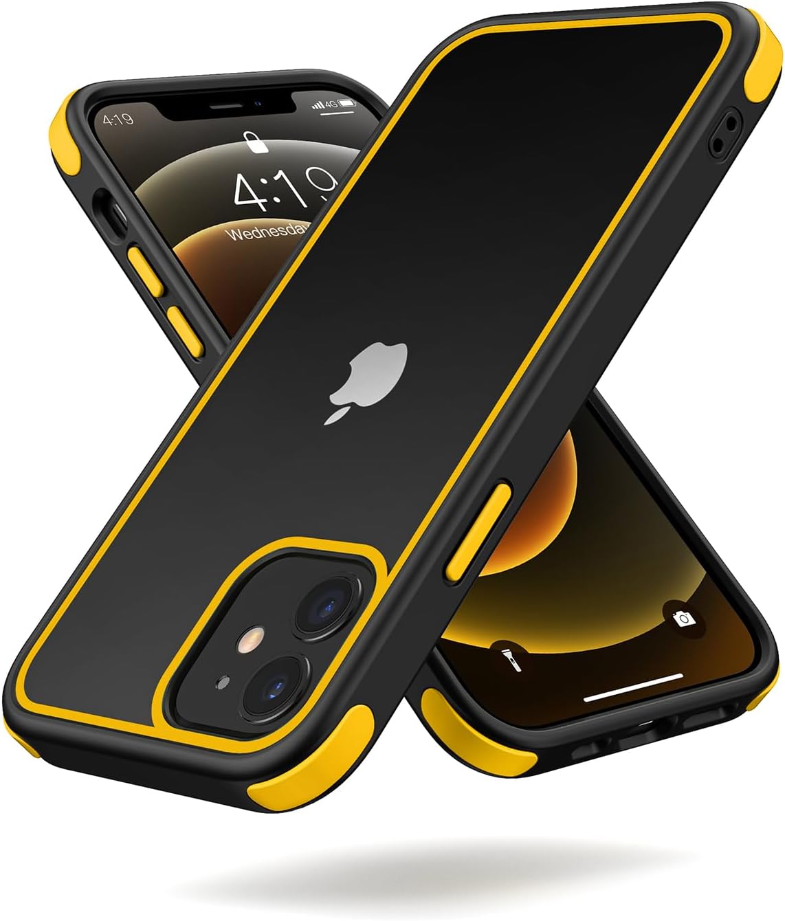 Amazon.com: Mobnano Clear Case for iPhone 12/iPhone 12 Pro Black/Yellow ...