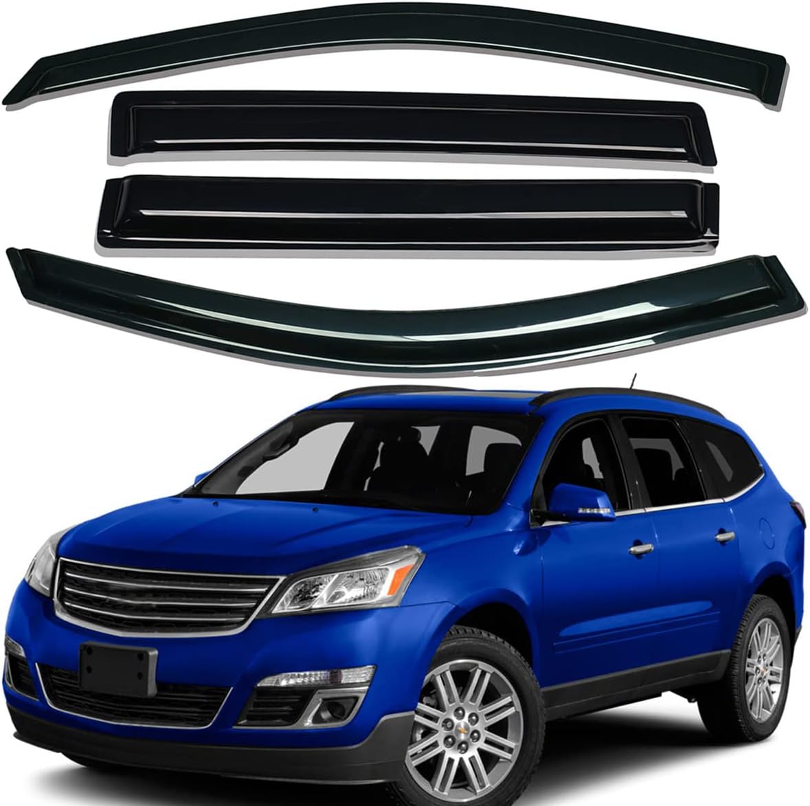 Lightronic WV94161 Tape-on Side Window Visor Deflector Rain Guard, Dark ...