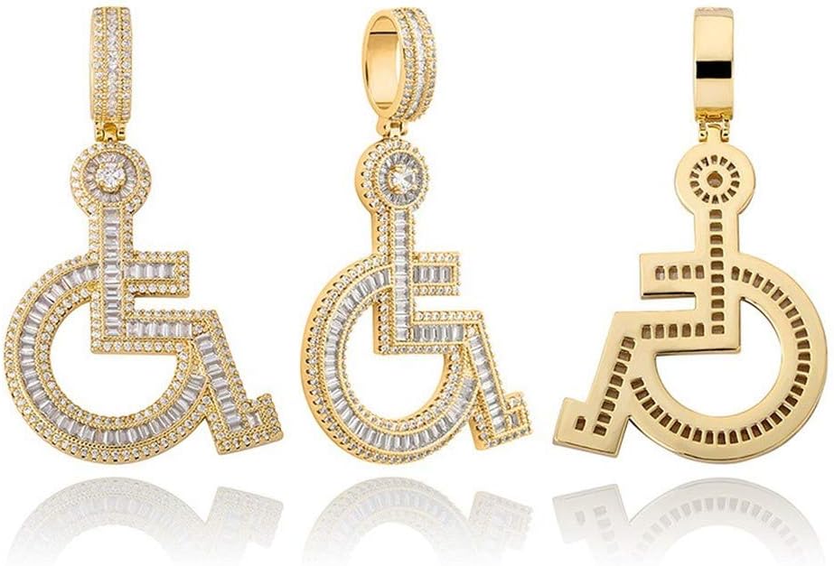 KMASAL Jewelry Iced Out Wheelchair Pendent Hip Hop Gold Silver Color ...