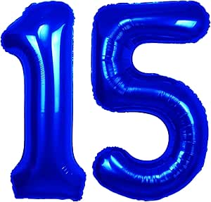Amazon.com: 40 inch Navy Blue Number 15 Balloon, Giant Large 15 Foil ...