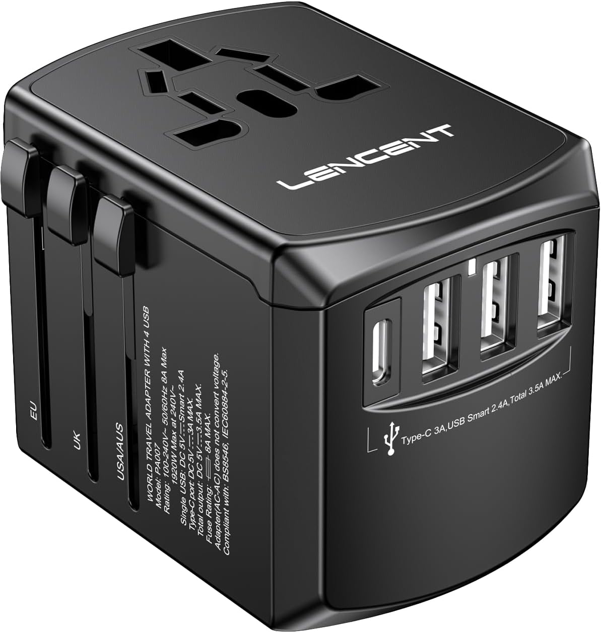 Amazon.com: LENCENT Universal Travel Adapter, International Charger ...