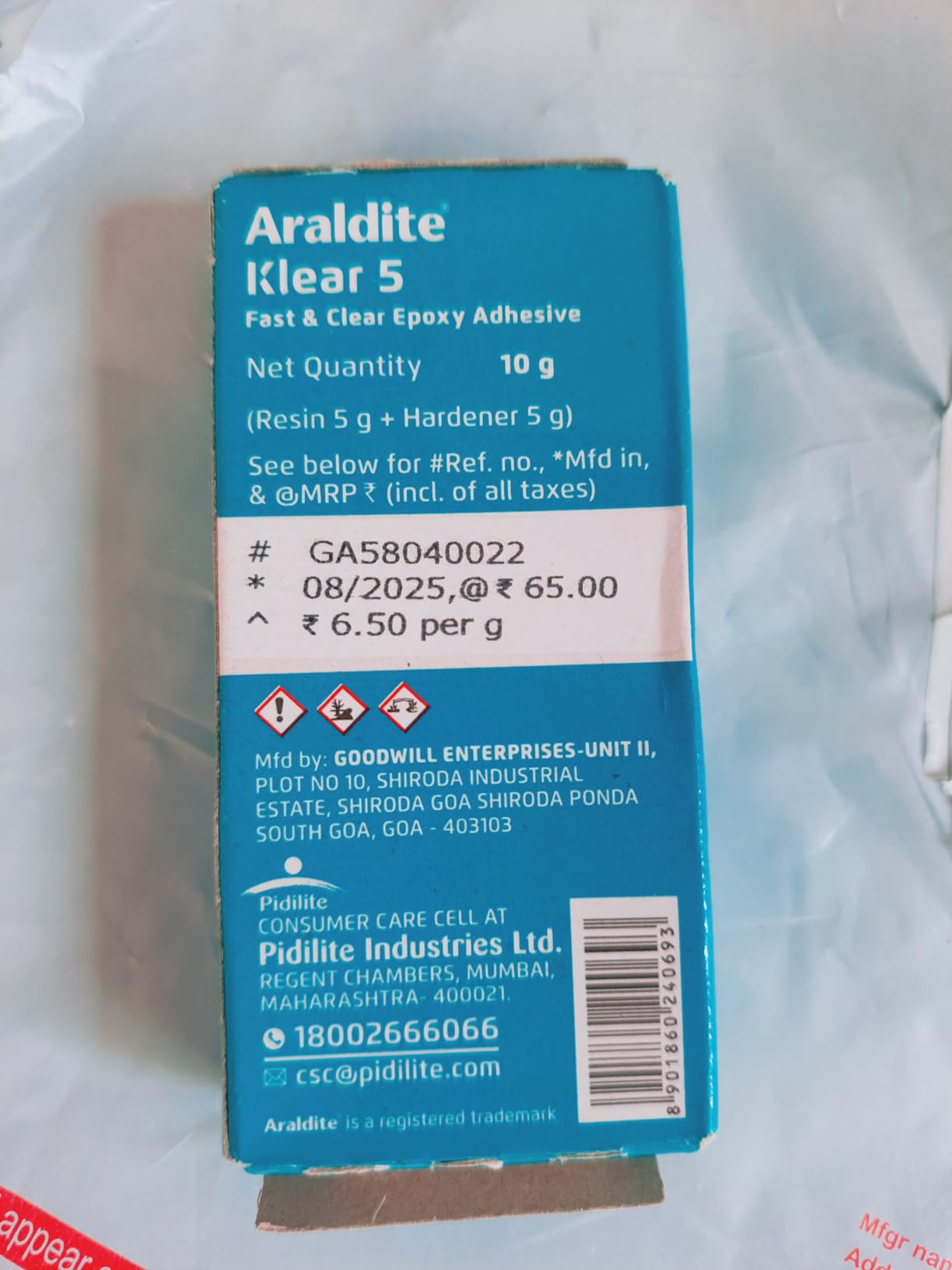 Araldite Klear 5, 10g (R & H 5 g), Fast Setting Transparent Epoxy ...